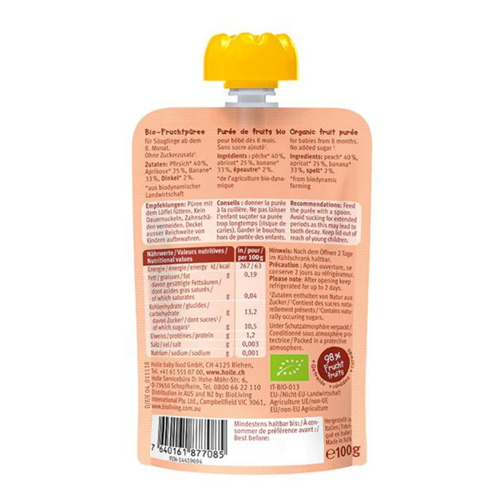 Panda Peach - Holle Organic Fruit Puree Pouch | Bonpek Baby