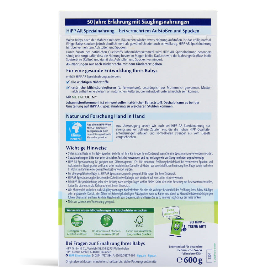 HiPP AR Anti Reflux Special Nutrition Formula - 31.99 $ - Hipp Formulas ...